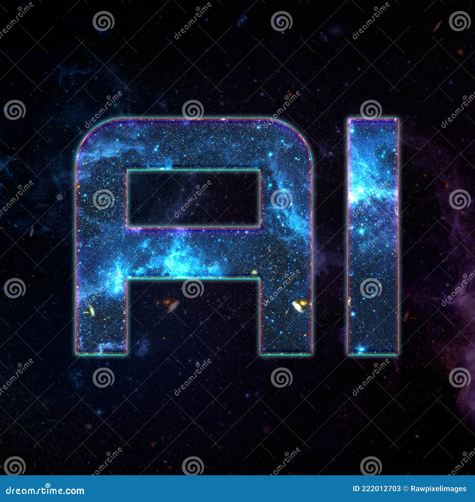 AI Text Typography Word on Galaxy Background Stock Illustration ...
