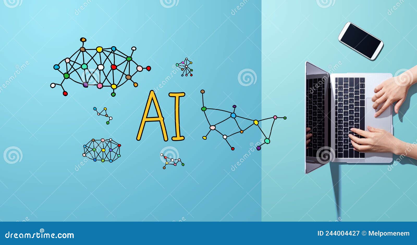 AI Theme with Person Working with Laptop Stock Image - Image of ...