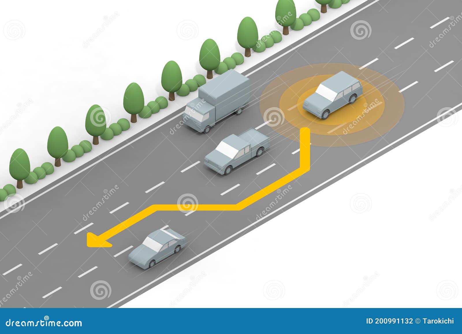 AI Thinks And Controls The Car. Avoid The Car In Front Of You. A Car ...