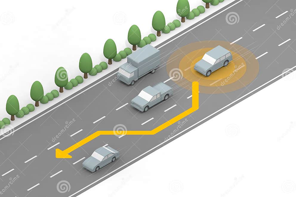 AI Thinks and Controls the Car. Avoid the Car in Front of You. a Car ...