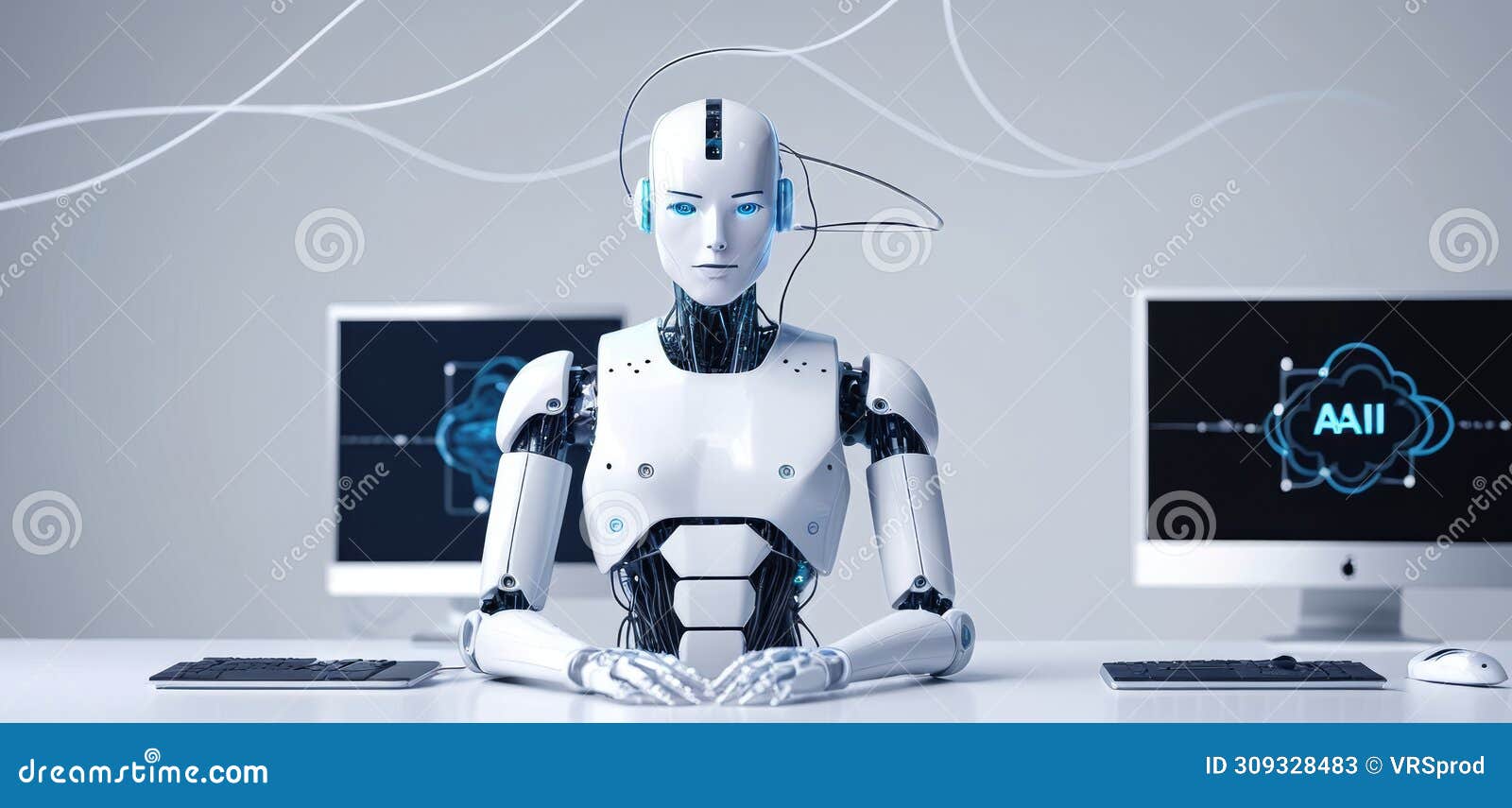 AI in Thoughtful Contemplation Stock Image - Image of analysis ...