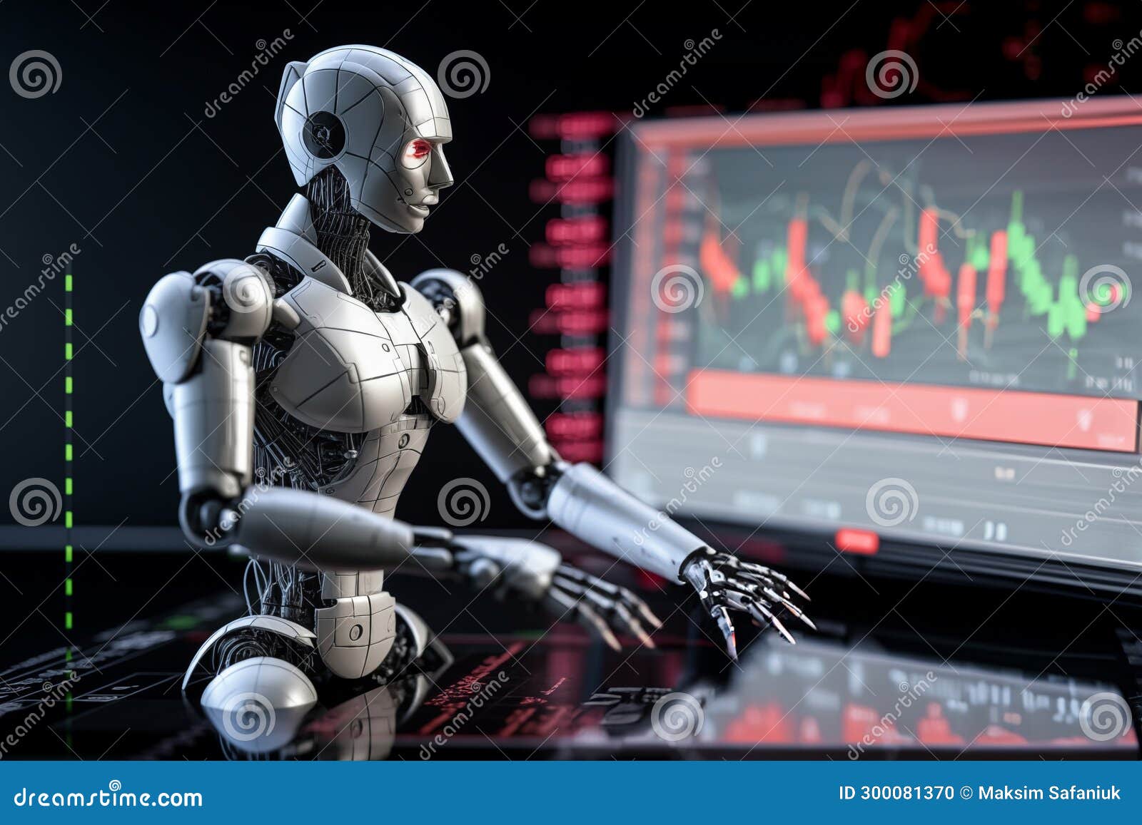 AI Trading. AI Robot on ChatGPT Generate Analytic Trading Chart Stock Illustration ...