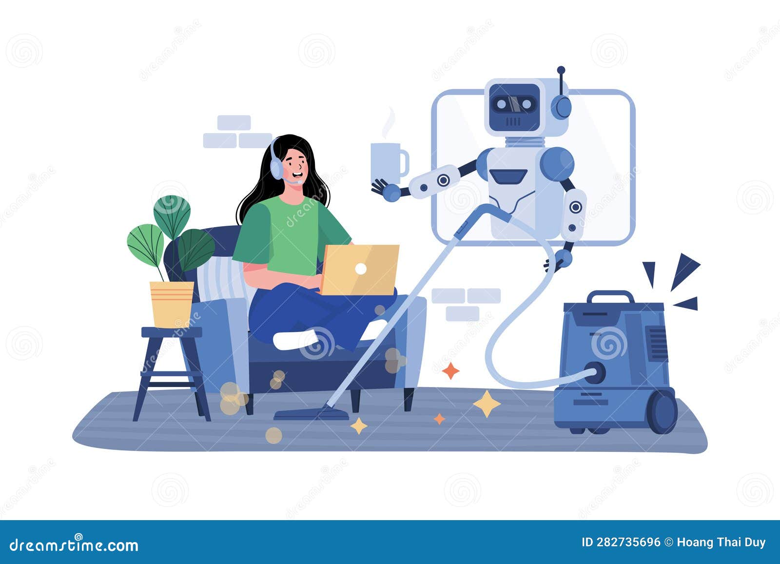AI Virtual Assistants Assist with daily Tasks Stock Vector ...