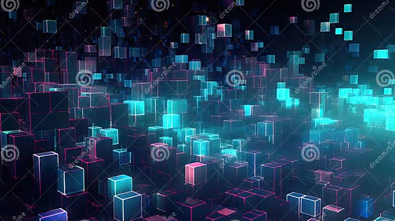 Visualizing Big Data Generated By An Clustering Algorithm In A Cube Design Stock Illustration