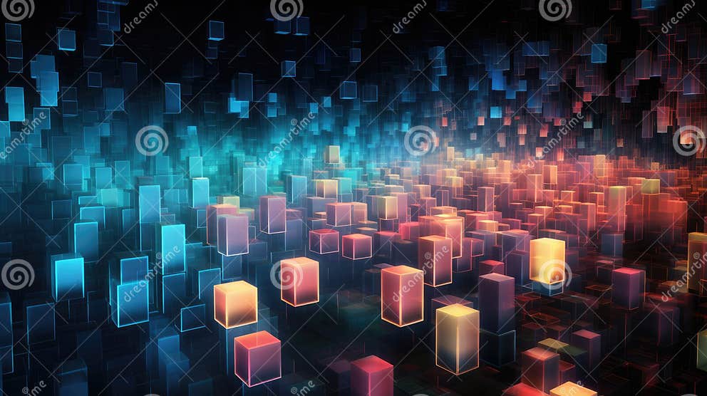 Visualizing Big Data Generated By An Clustering Algorithm In A Cube Design Stock Illustration