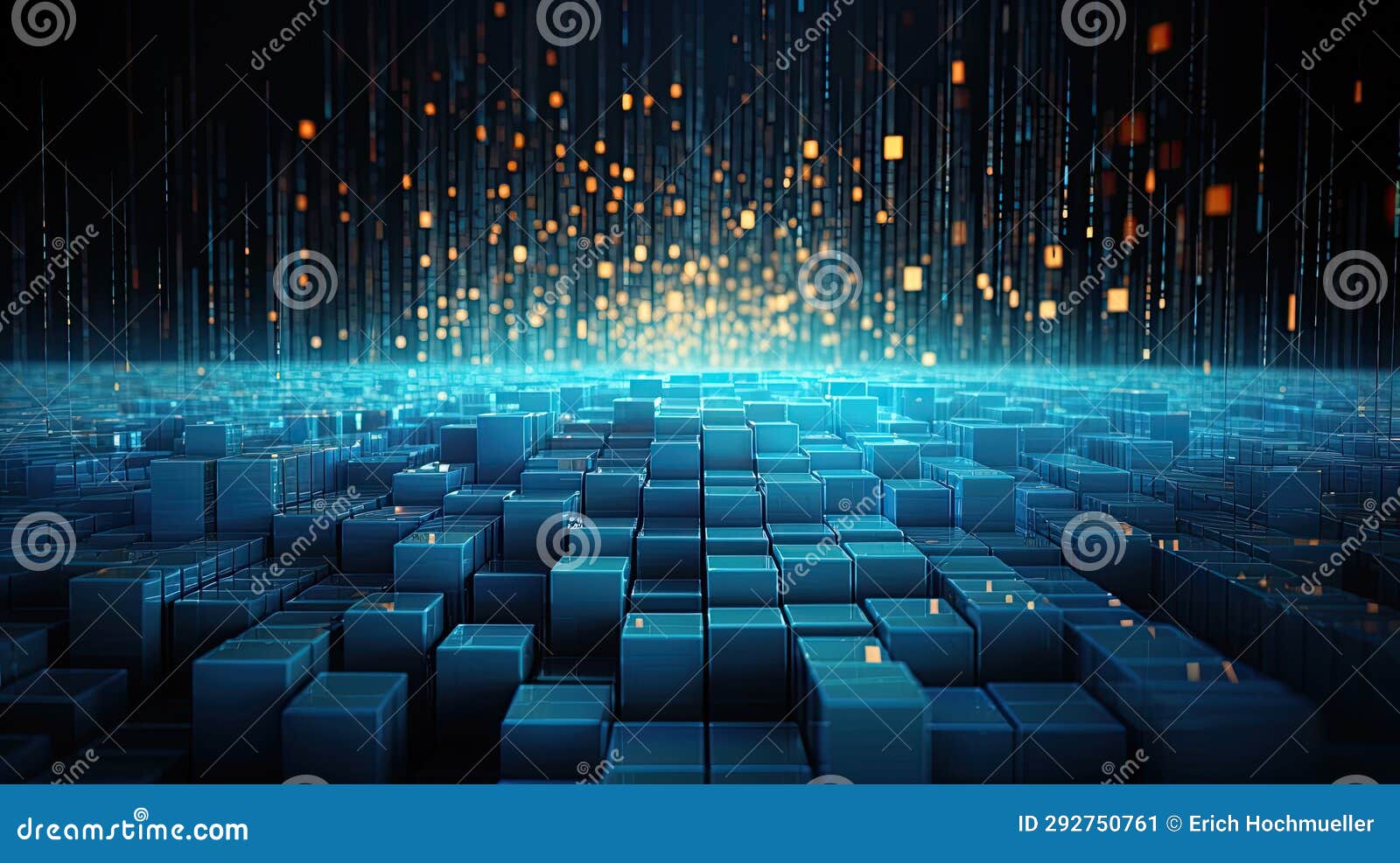 Visualizing Big Data Generated By An Clustering Algorithm In Glowing Cube Design Stock