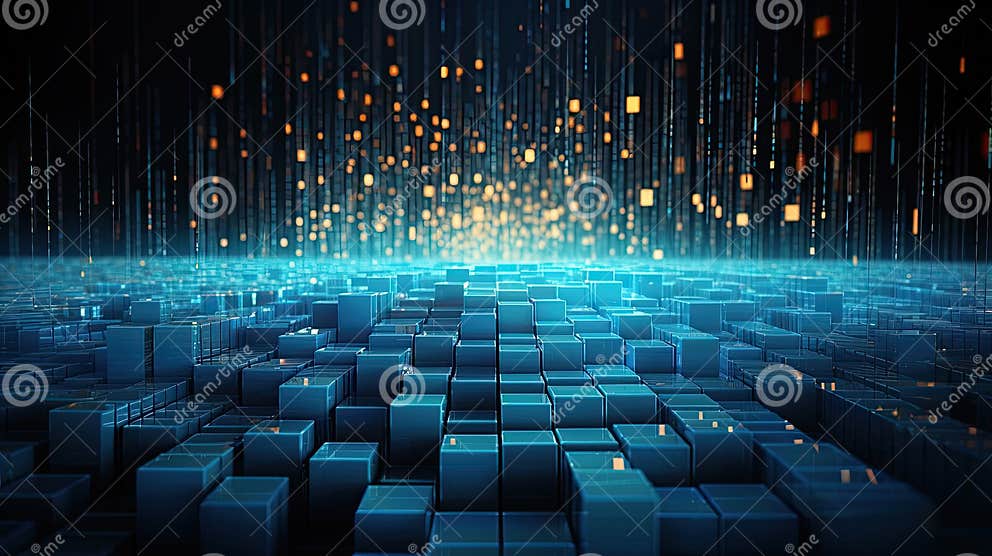 Visualizing Big Data Generated By An Clustering Algorithm In Glowing Cube Design Stock