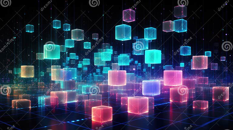 Visualizing Big Data Generated by an Clustering Algorithm in a Glowing Cube Design Stock ...