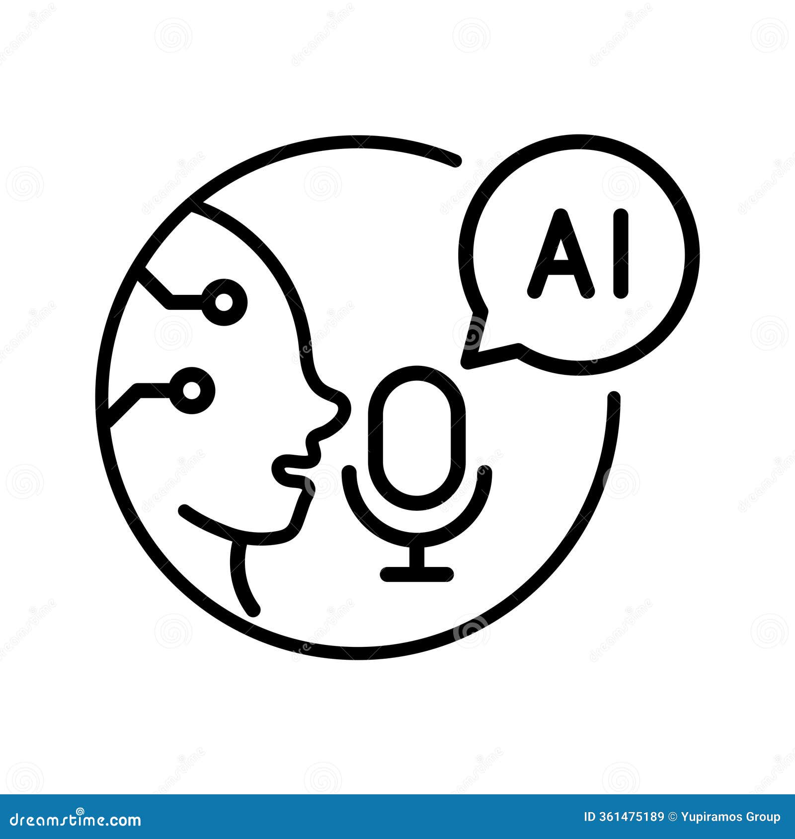 AI Voice Assistant Profile Microphone Icon Stock Illustration ...