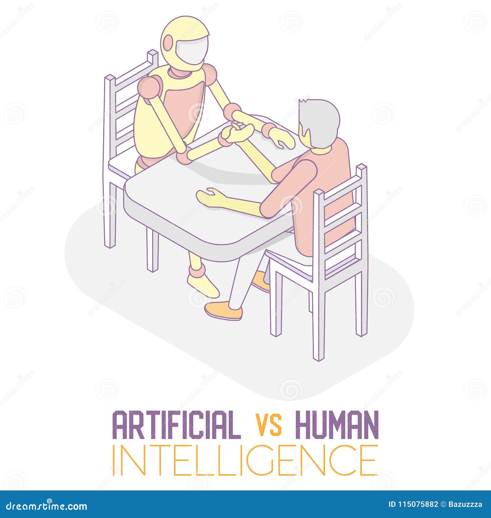 AI Vs Human Concept Vector Isometric Illustration Stock Vector ...