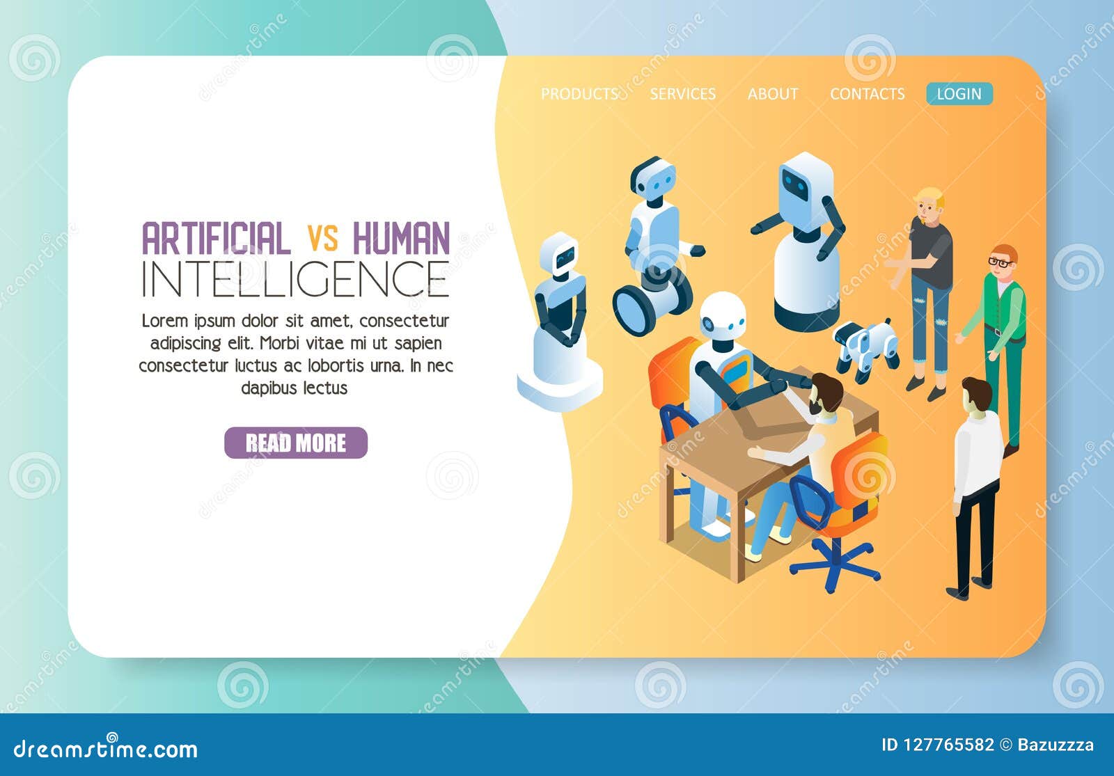 AI Vs Human Landing Page Website Vector Template Stock Vector ...