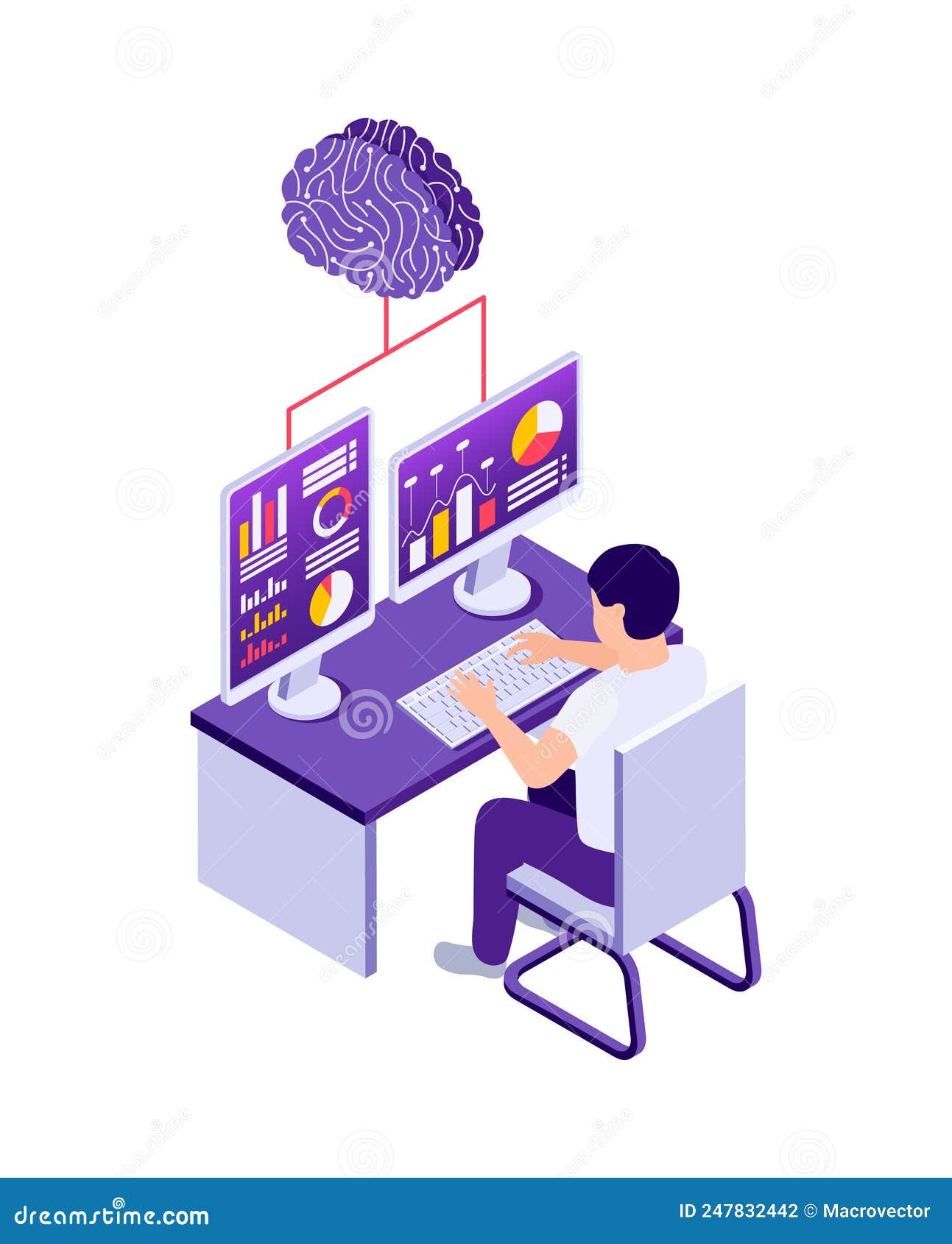 AI Work Help Composition stock illustration. Illustration of tech ...