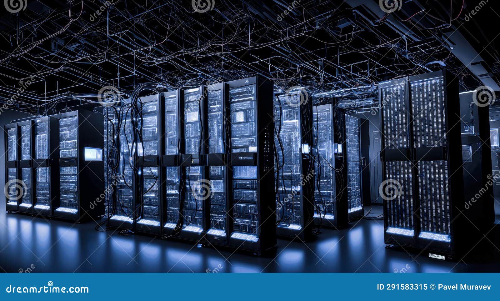 Server Room in Data Center Full of Telecommunication Equipment,concept ...
