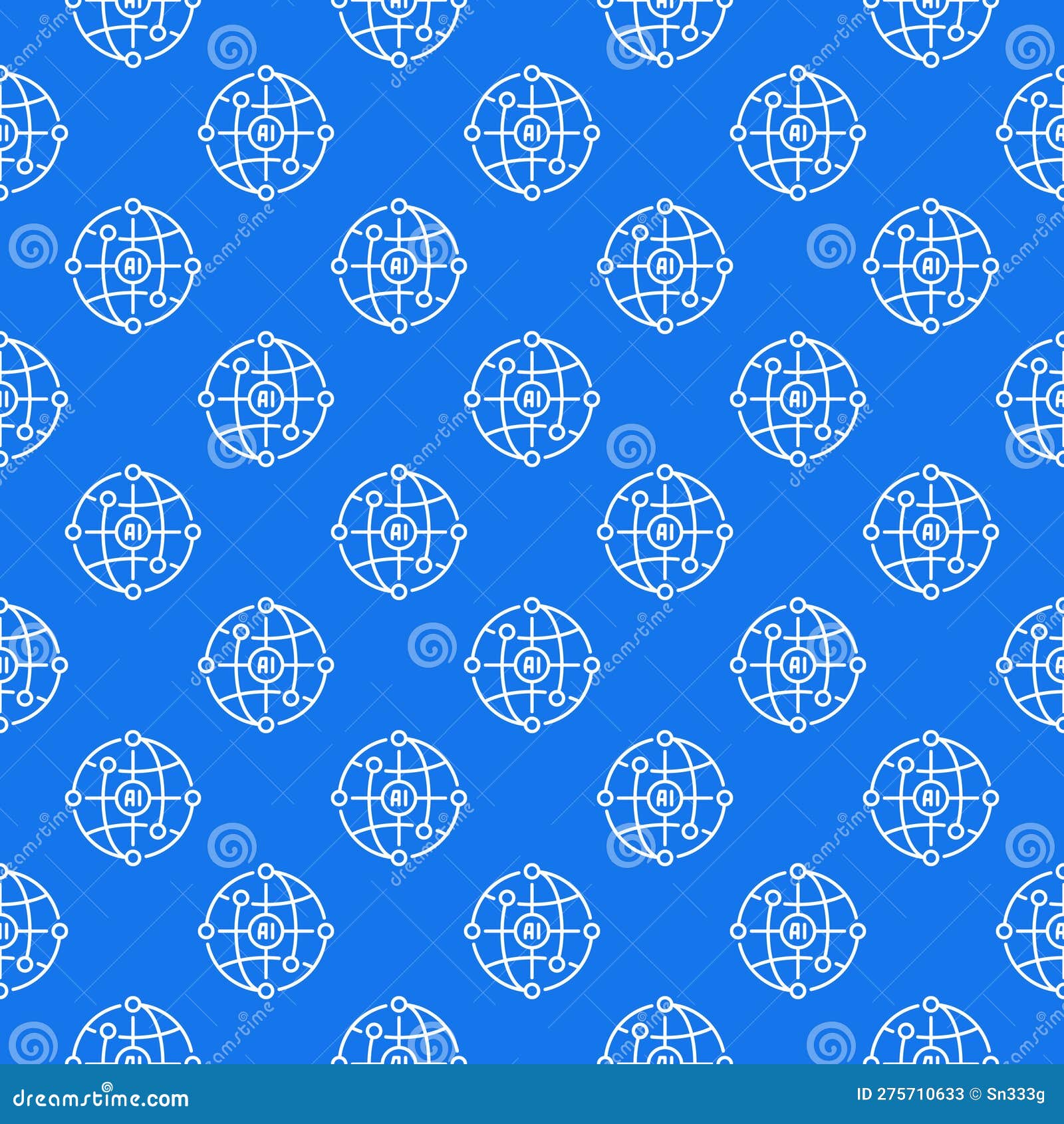 AI World Vector Artificial Intelligence Earth Globe Outline Blue ...