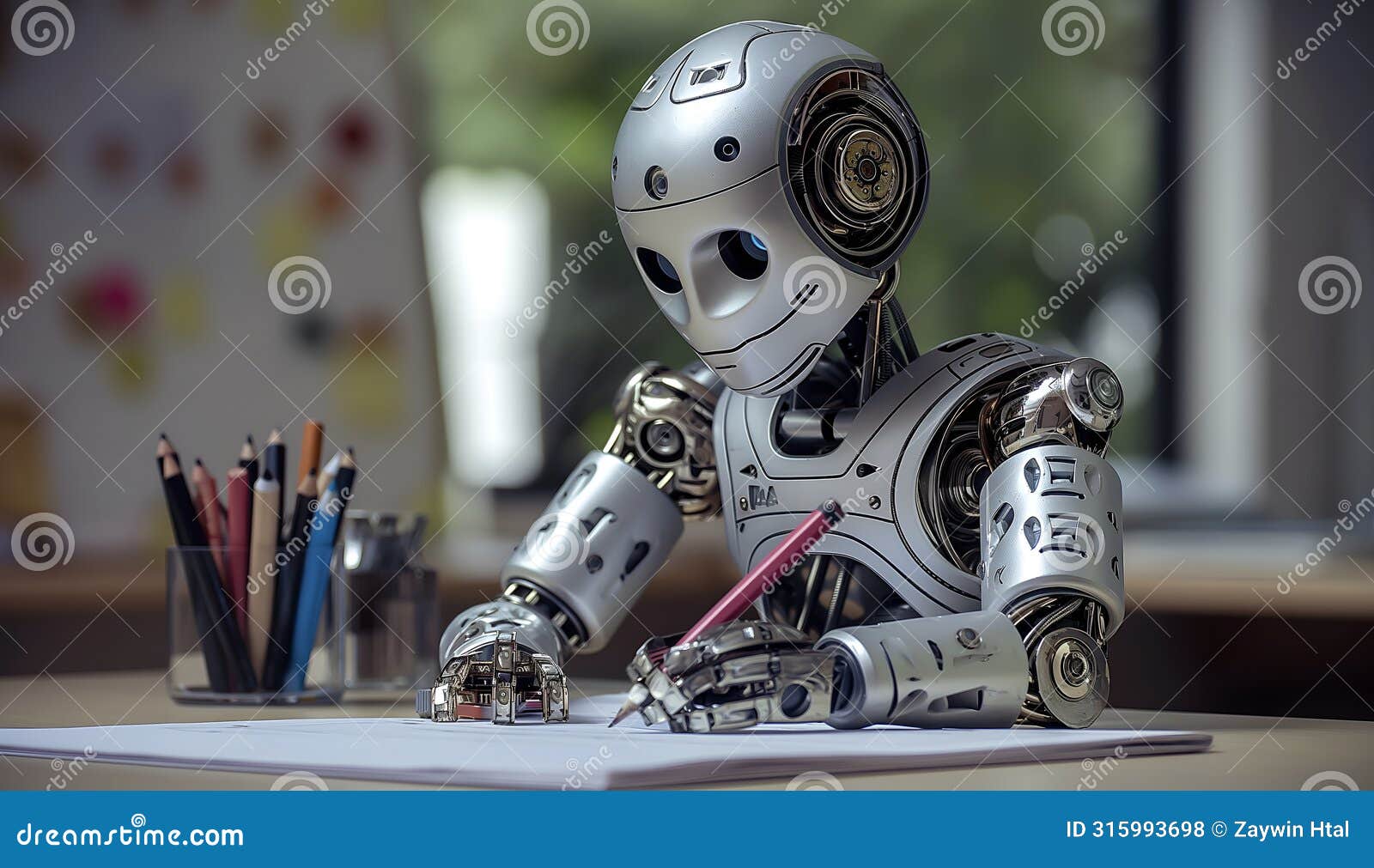 AI Writing Assistant Concept. Robot Writing Stock Illustration ...
