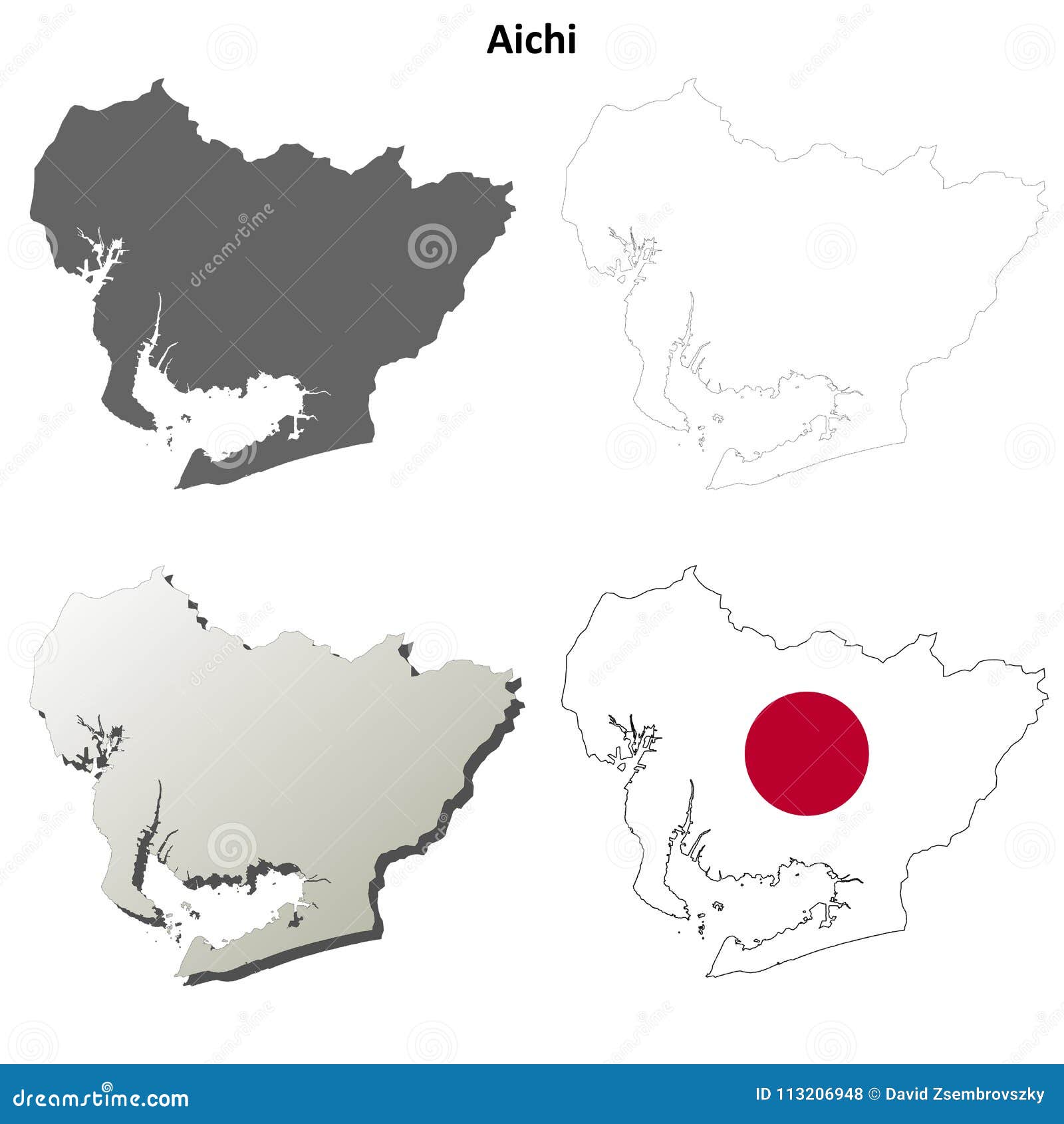 Aichi Blank Outline Map Set Stock Vector - Illustration of silhouette ...