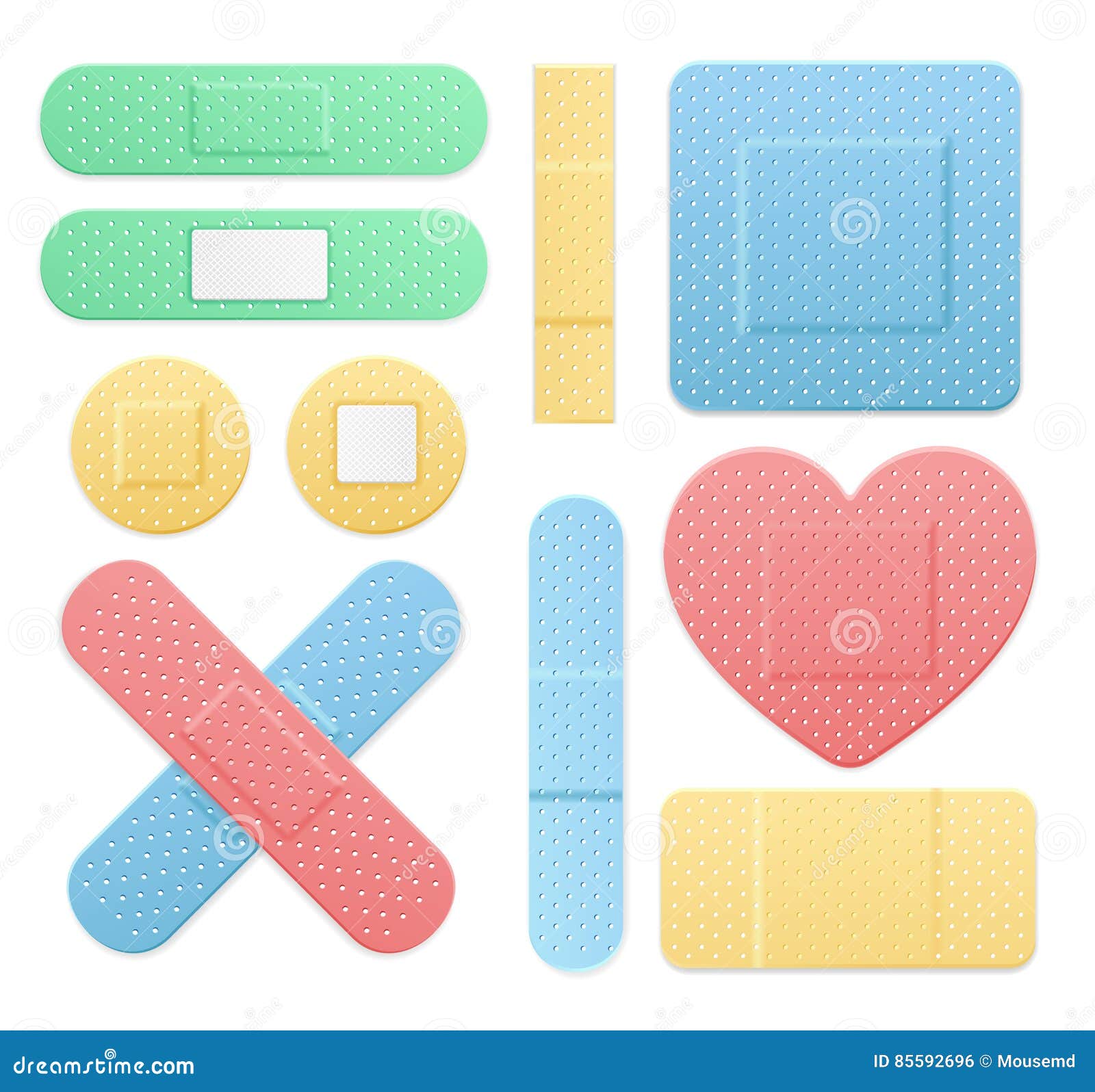 Aid Band Plaster Medical Patch Color Set. Vector Stock Vector ...