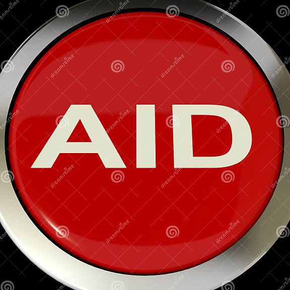 Aid Button Means Help Assist or Rescue Stock Illustration ...
