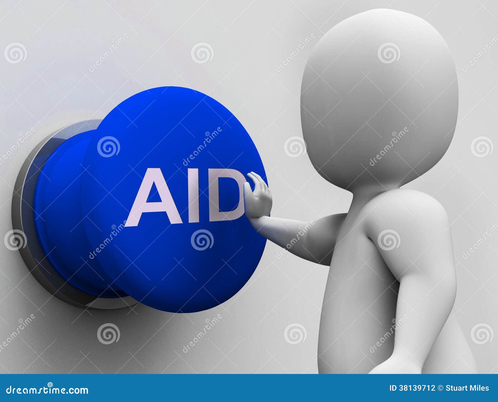 Aid Button Shows Rescue Assistance or Relief Stock Illustration ...
