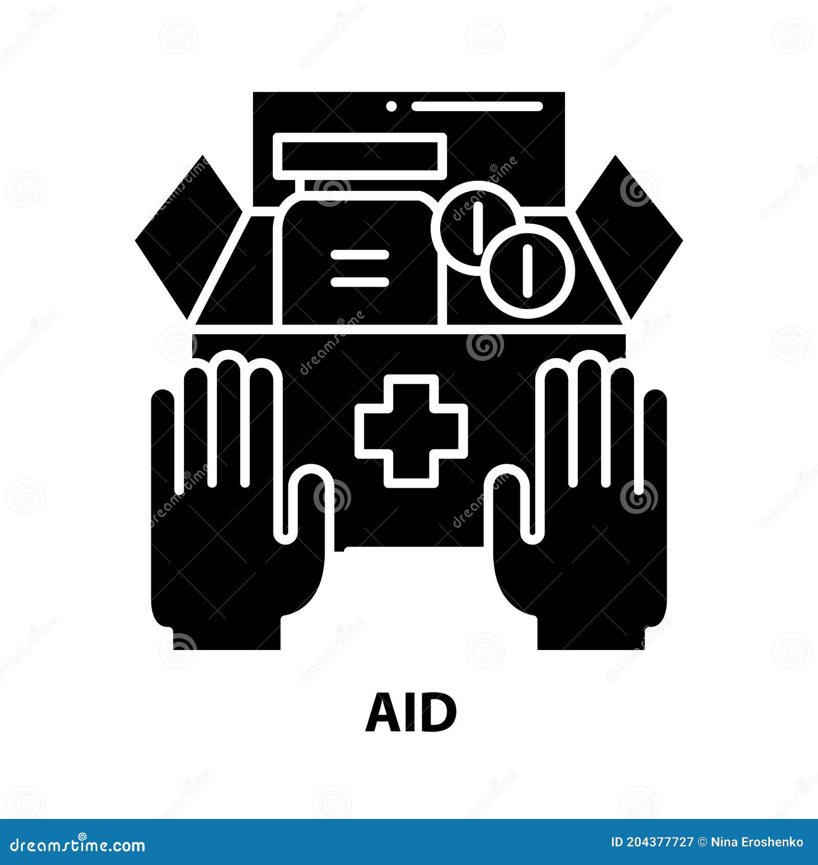 Aid Icon, Black Vector Sign with Editable Strokes, Concept Illustration ...