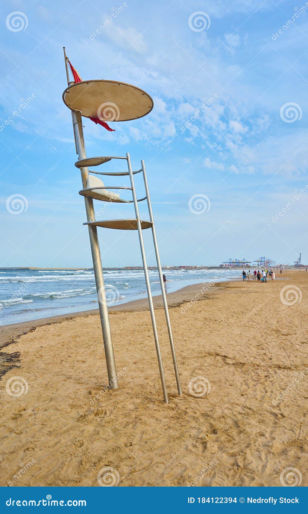 Aid Station on the Beach with a Red Flag. Beach Watchers Post Stock ...