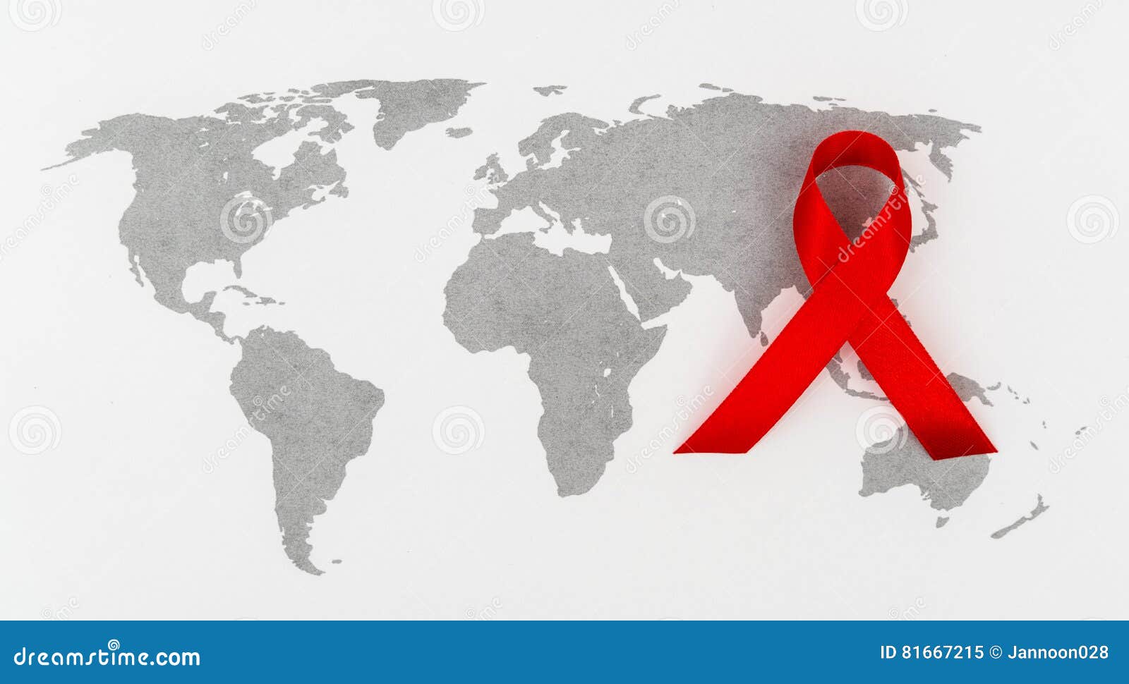Aids Awareness Red Heart Ribbon on World Map . Stock Image - Image of ...