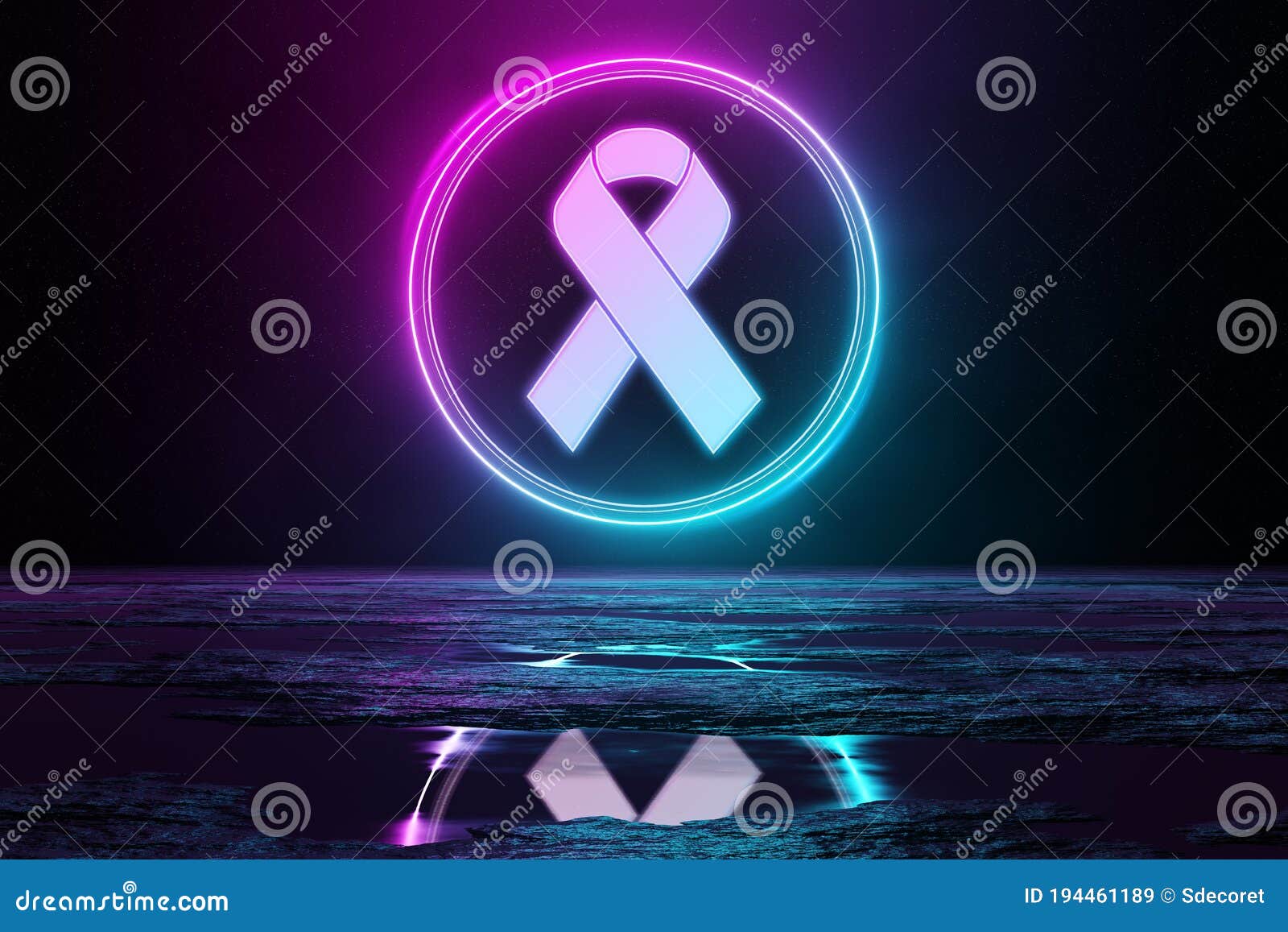 Aids 3D Icon Illuminating the Floor with Blue and Pink Neon Light 3D ...