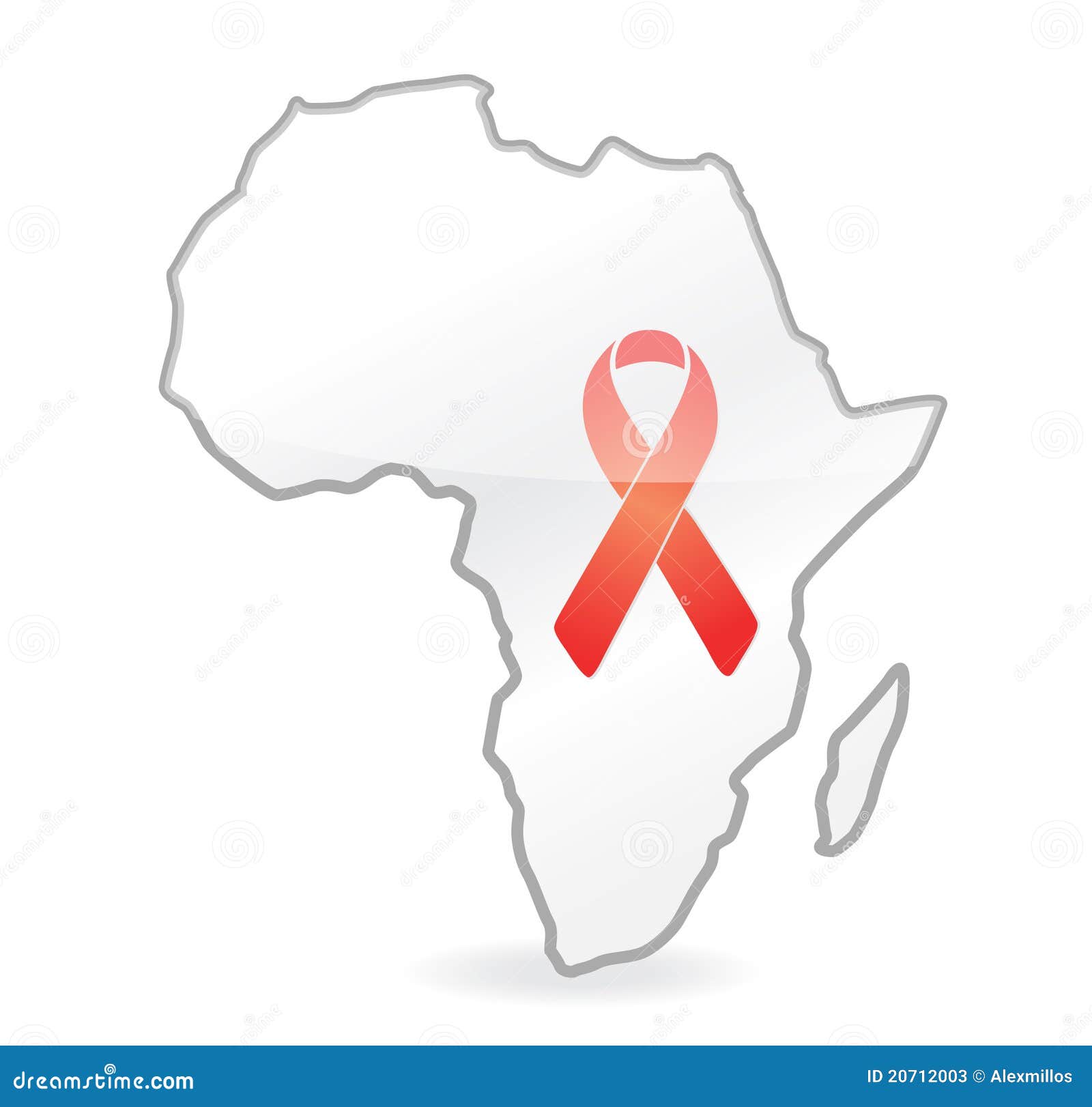 AIDS Symbol Over Africa Map Cartoon Vector | CartoonDealer.com #20712003