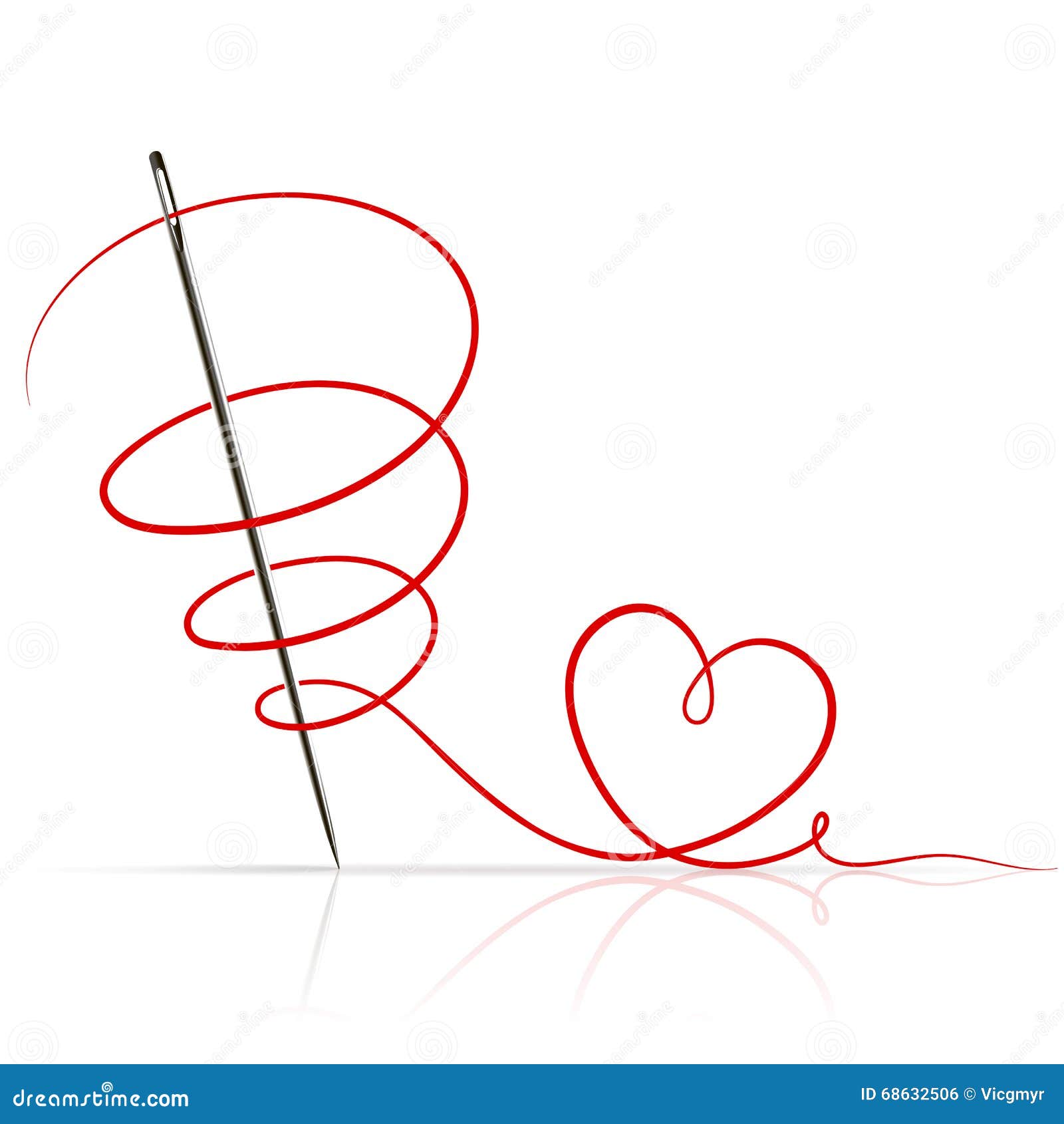 Aiguille De Couture Avec Le Fil Rouge Illustration de Vecteur - Image ...