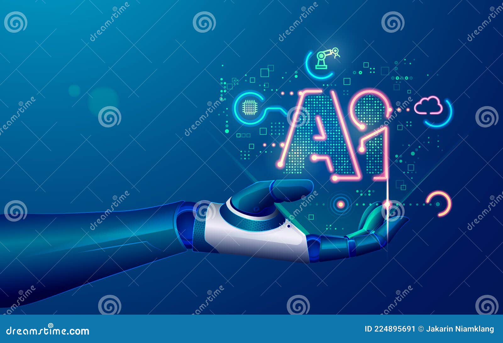 AiHand stock vector. Illustration of cyberspace, hand - 224895691