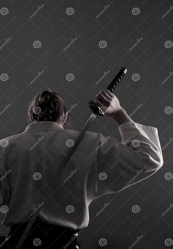 Aikido Man with Katana(sword) from Back Stock Photo - Image of sword ...