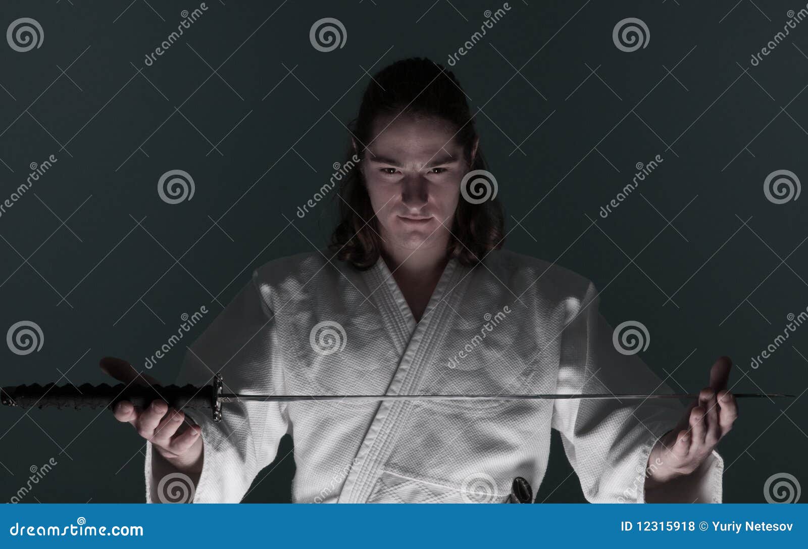 Katana Sword On A Black Background And Reflective Table Royalty-Free ...