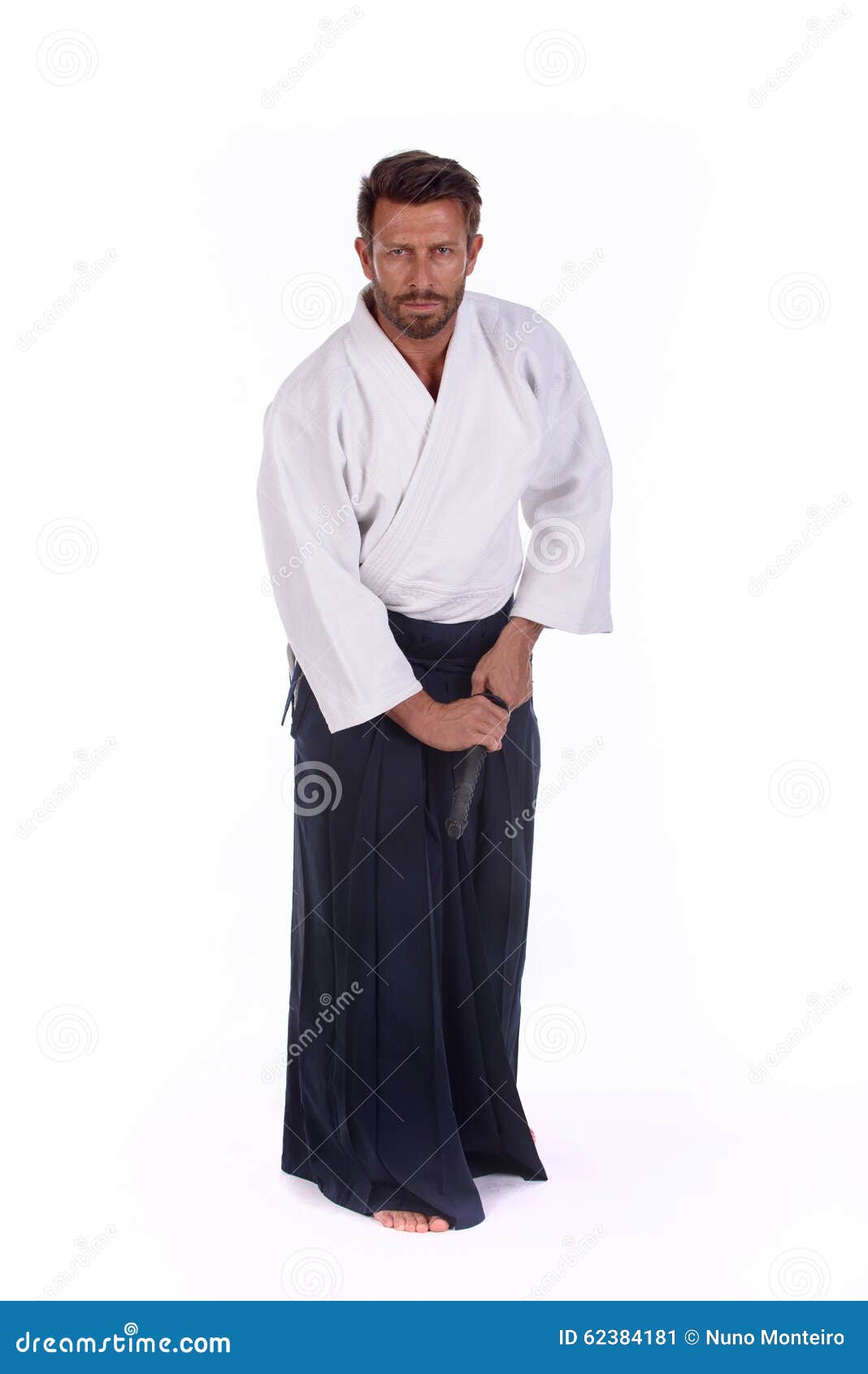Aikido Master Practices Defense Posture. Healthy Lifestyle And Sports ...