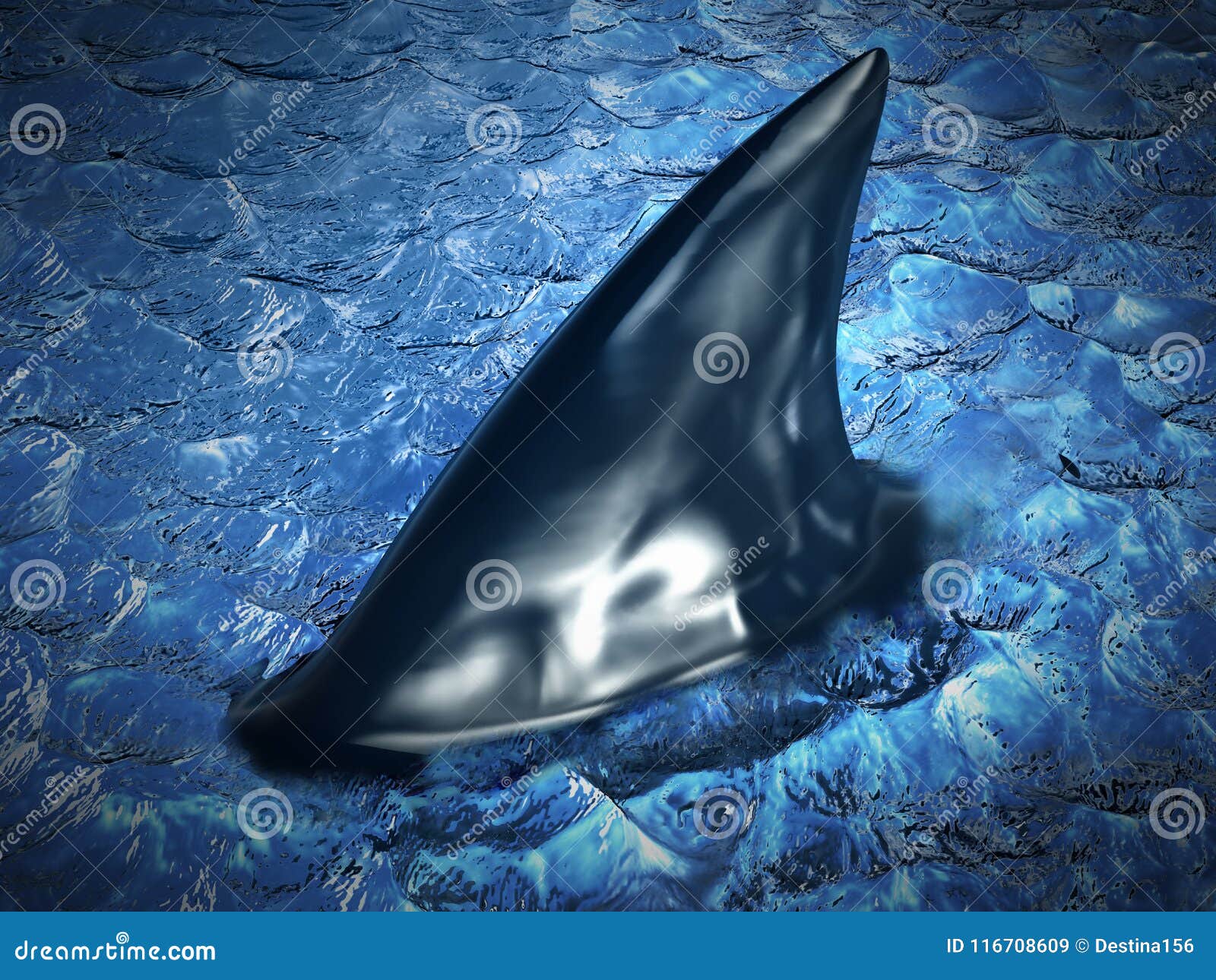 Aileron De Requin Sur L'eau Illustration 3D Illustration Stock ...