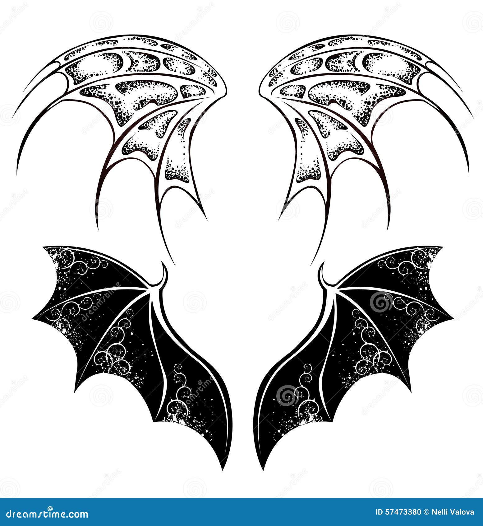 Ailes noires de dragon illustration de vecteur. Illustration du démon ...