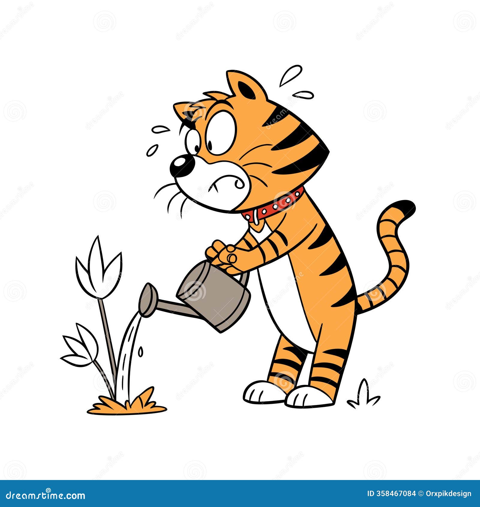 Ailing Tiger Cub in Fire Dance Stock Illustration - Illustration of ...