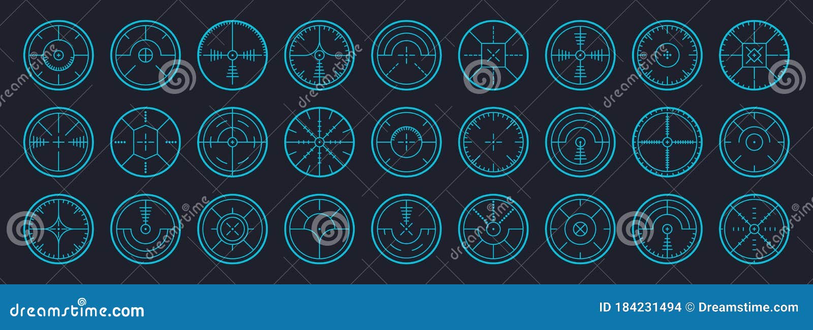 Sniper Aim Pointer. Weapon Targeting Pointers, Aiming Mark And Aims ...