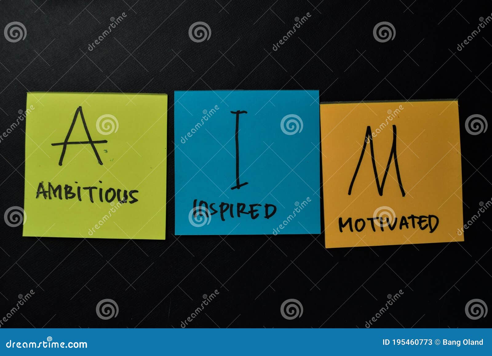 AIM - Ambitious Inspired Motivated Write On Sticky Notes Isolated On ...