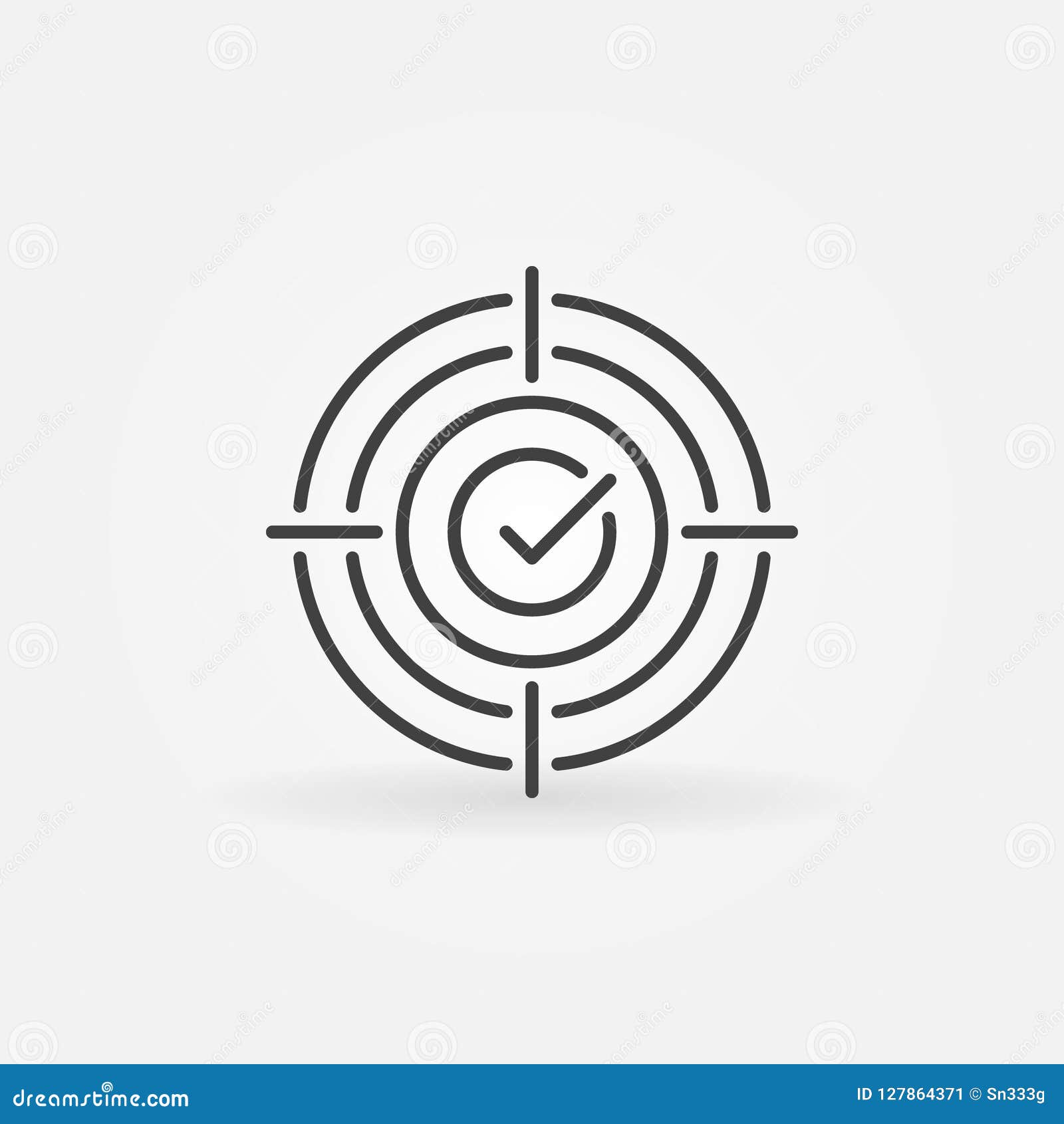 Aim on Checkmark Line Icon. Vector Check Mark Goal Sign Stock Vector ...