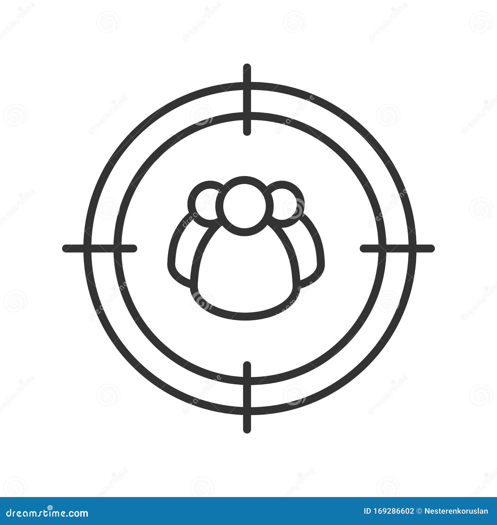 Aim on Group of People Linear Icon Stock Vector - Illustration of ...