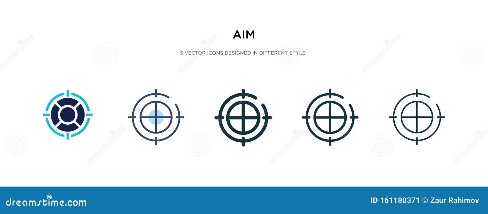 Aim Icon in Different Style Vector Illustration. Two Colored and Black ...