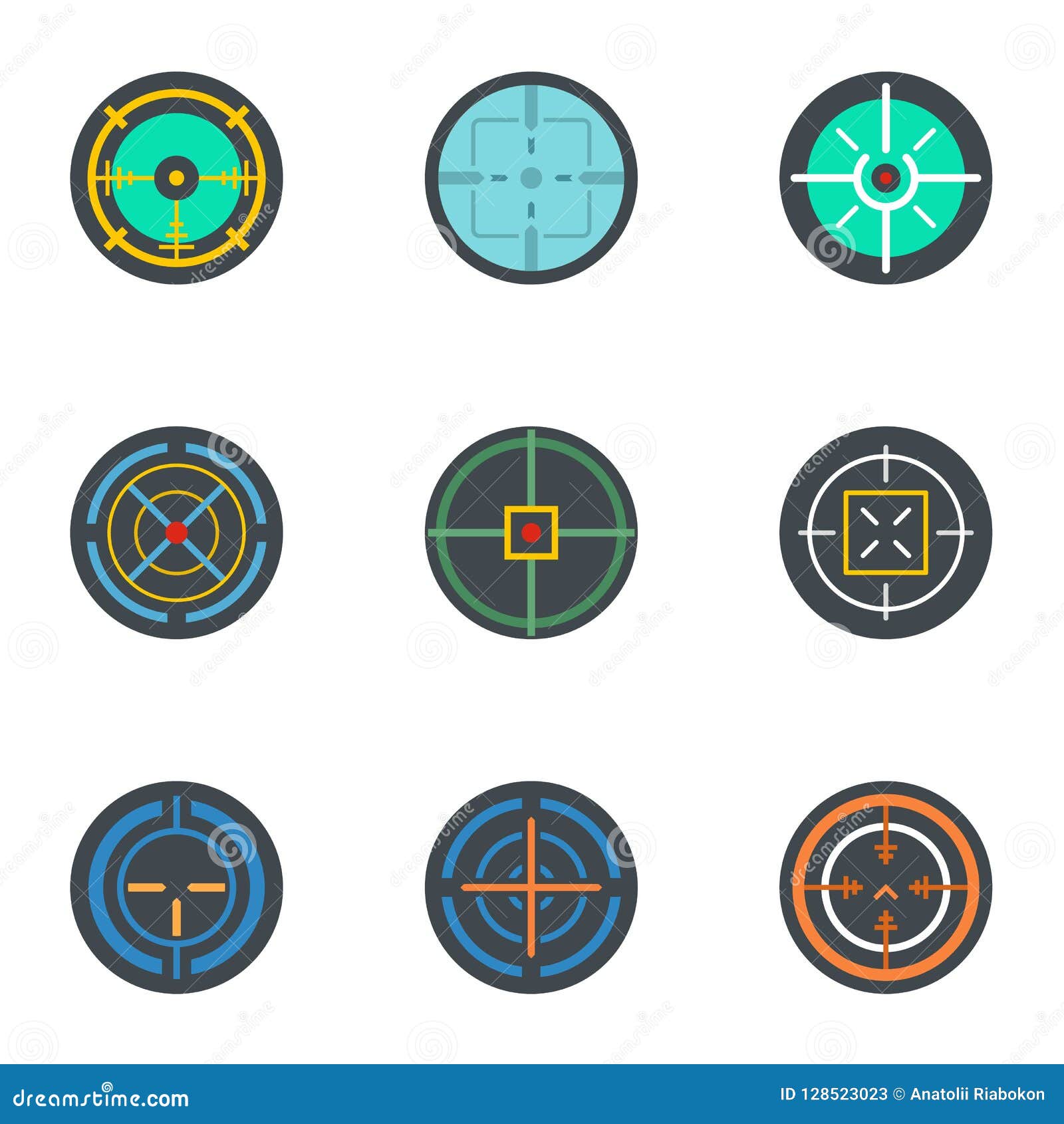 Aim icon set, flat style stock vector. Illustration of periscope ...