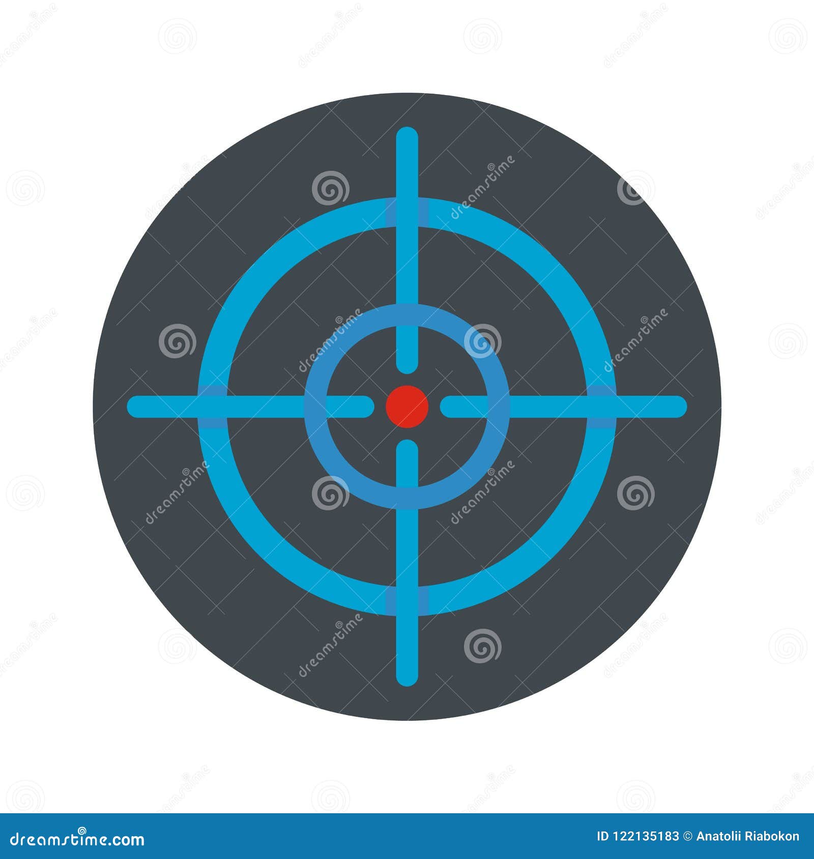 Aim Scope Target Icon, Flat Style Stock Vector - Illustration of ...