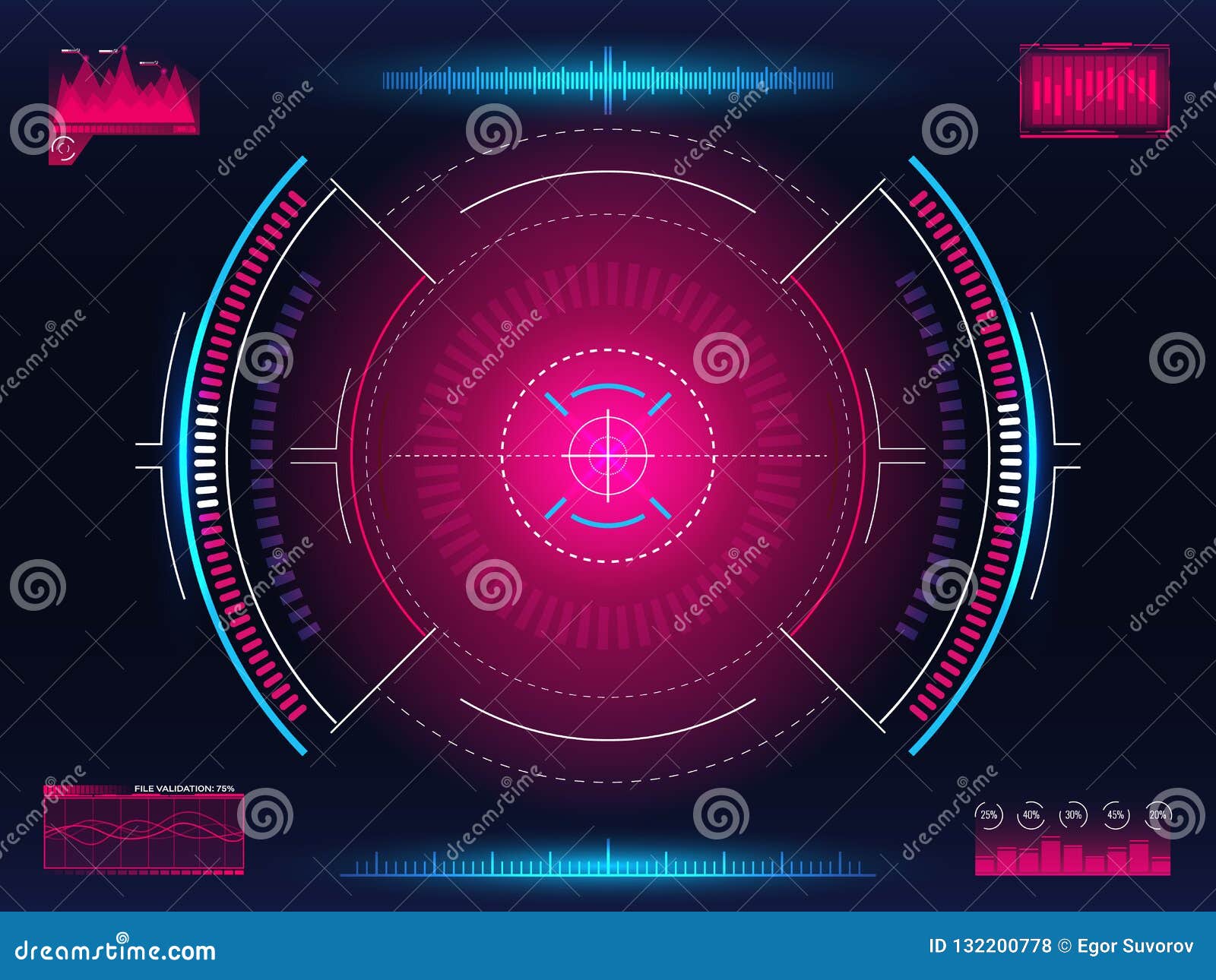 Aim System. Modern Aiming Concept. Futuristic HUD Interface With Bright ...