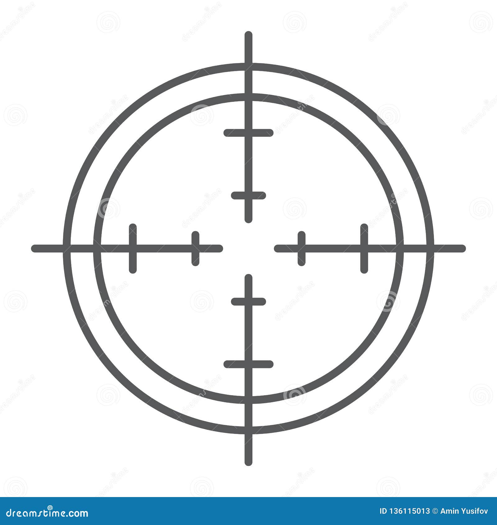 Aim Thin Line Icon, Focus and Circle, Target Sign, Vector Graphics, a ...
