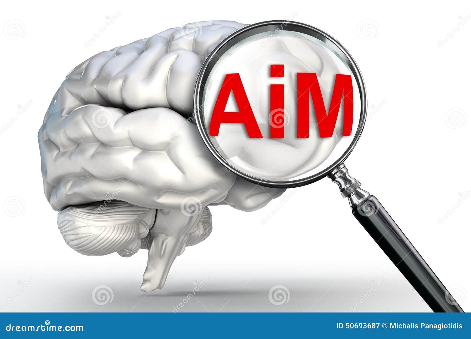 Aim Word on Magnifying Glass and Human Brain Stock Illustration ...