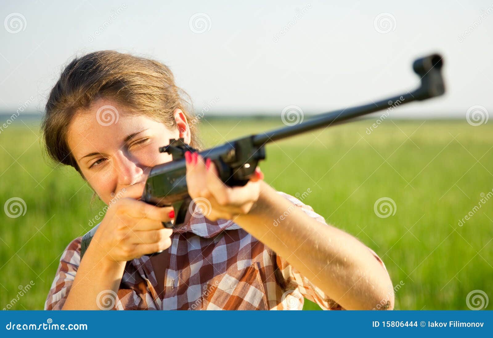 Aiming girl stock photo. Image of nature, outdoor, bang - 15806444