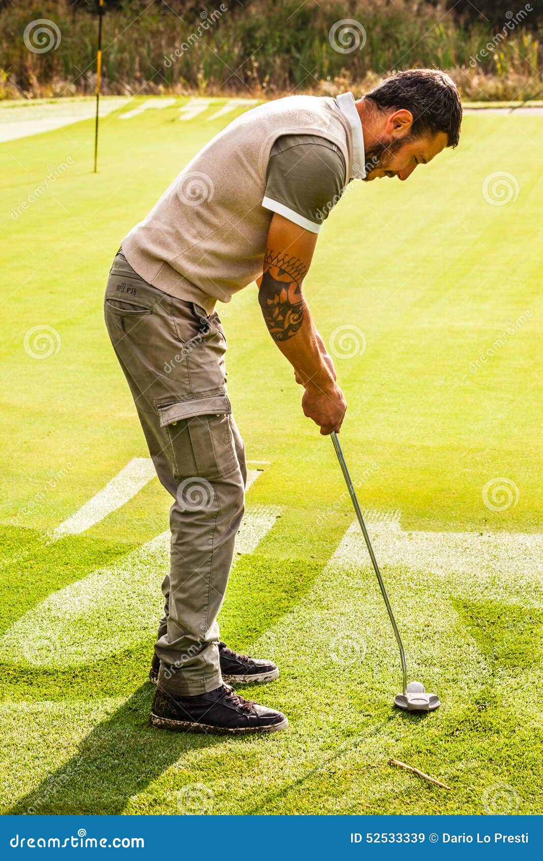 Aiming for the golf hole stock image. Image of prestigious - 52533339