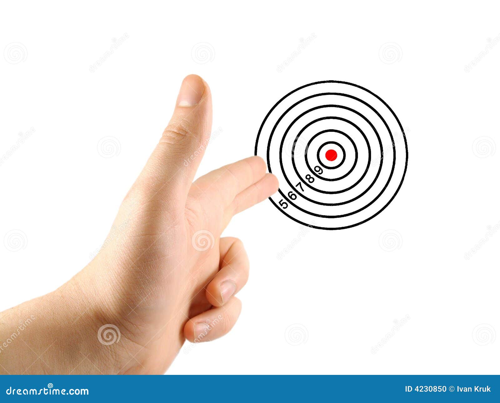 Aiming hand and target stock photo. Image of center, weapon - 4230850