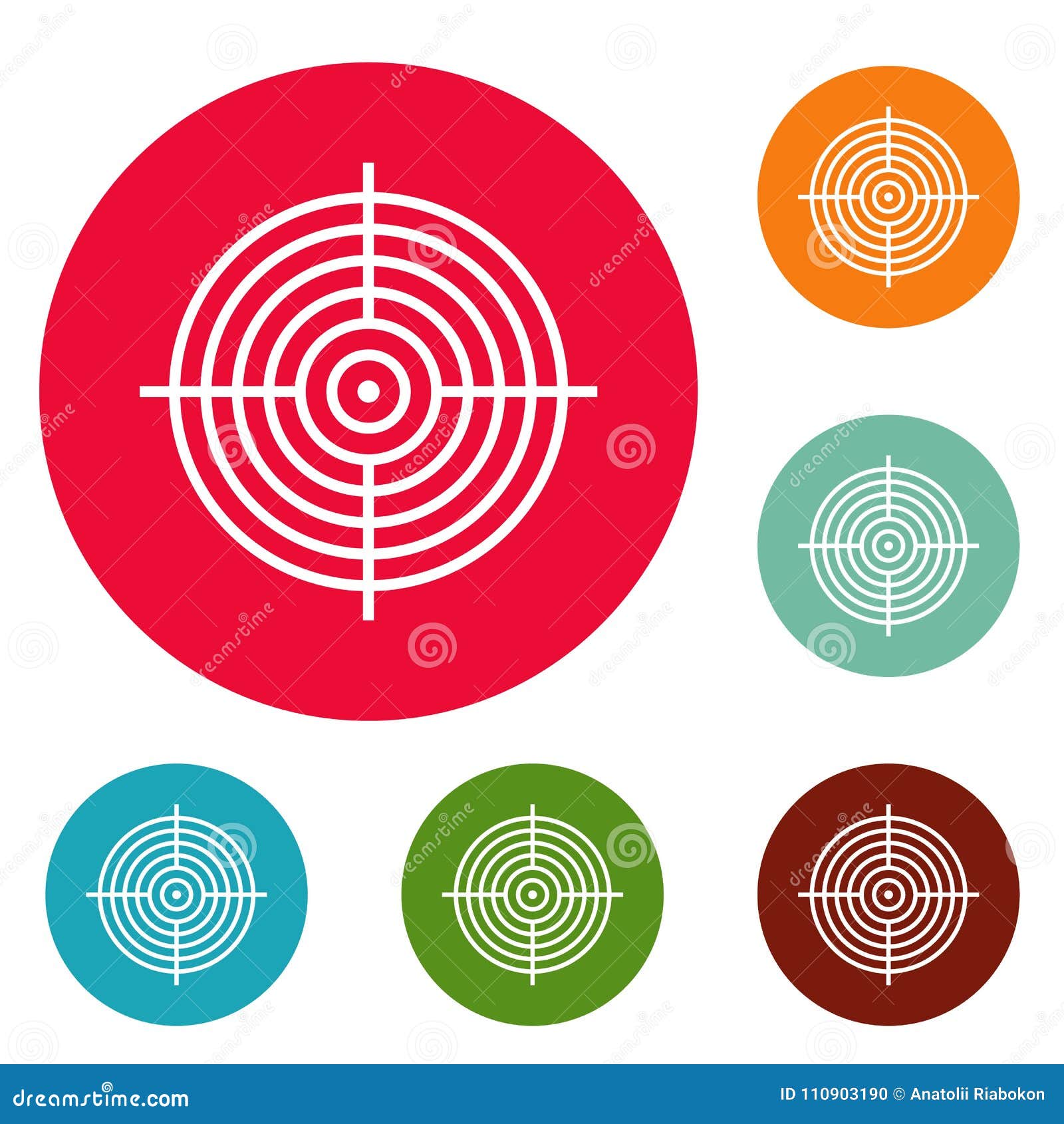 Aiming Radar Icons Circle Set Vector Stock Vector - Illustration of ...